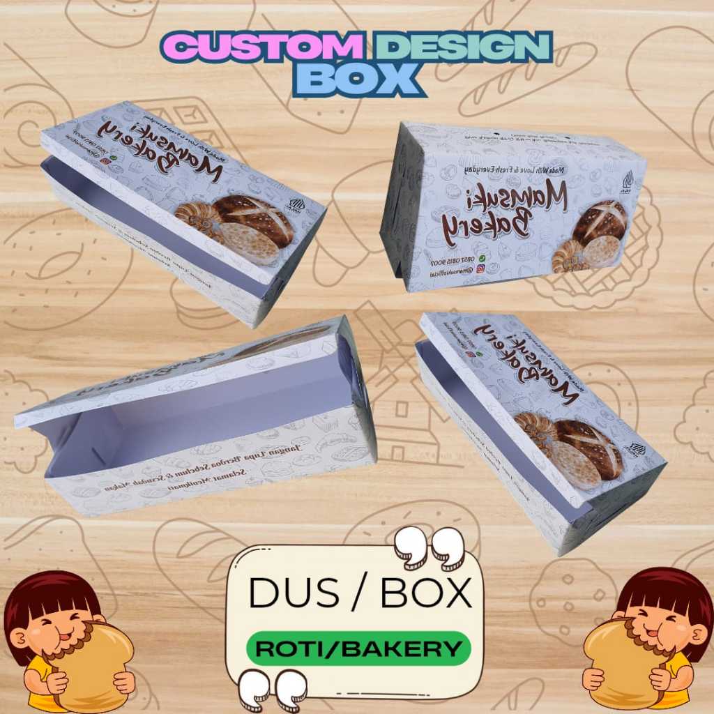 Jual Dus Bakery, Roti, Dus Arisan Motif Custom Ivory Ukuran 21x10x5cm ...