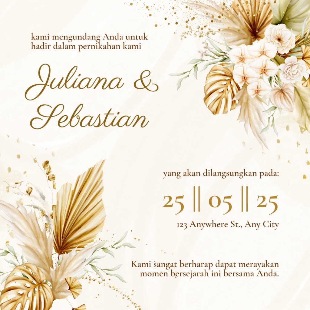 Jual Putih Emas Elegant Undangan Digital Pernikahan JPG/PNG | Mewah ...