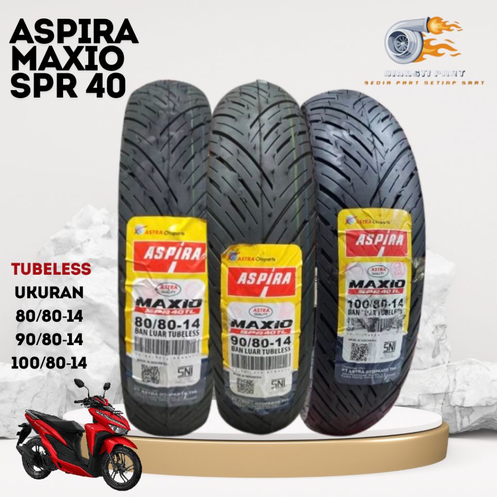 Jual Ban Motor ASPIRA SPR 40 80/80-14 90/80-14 100/80-14 Tubeless Ring ...