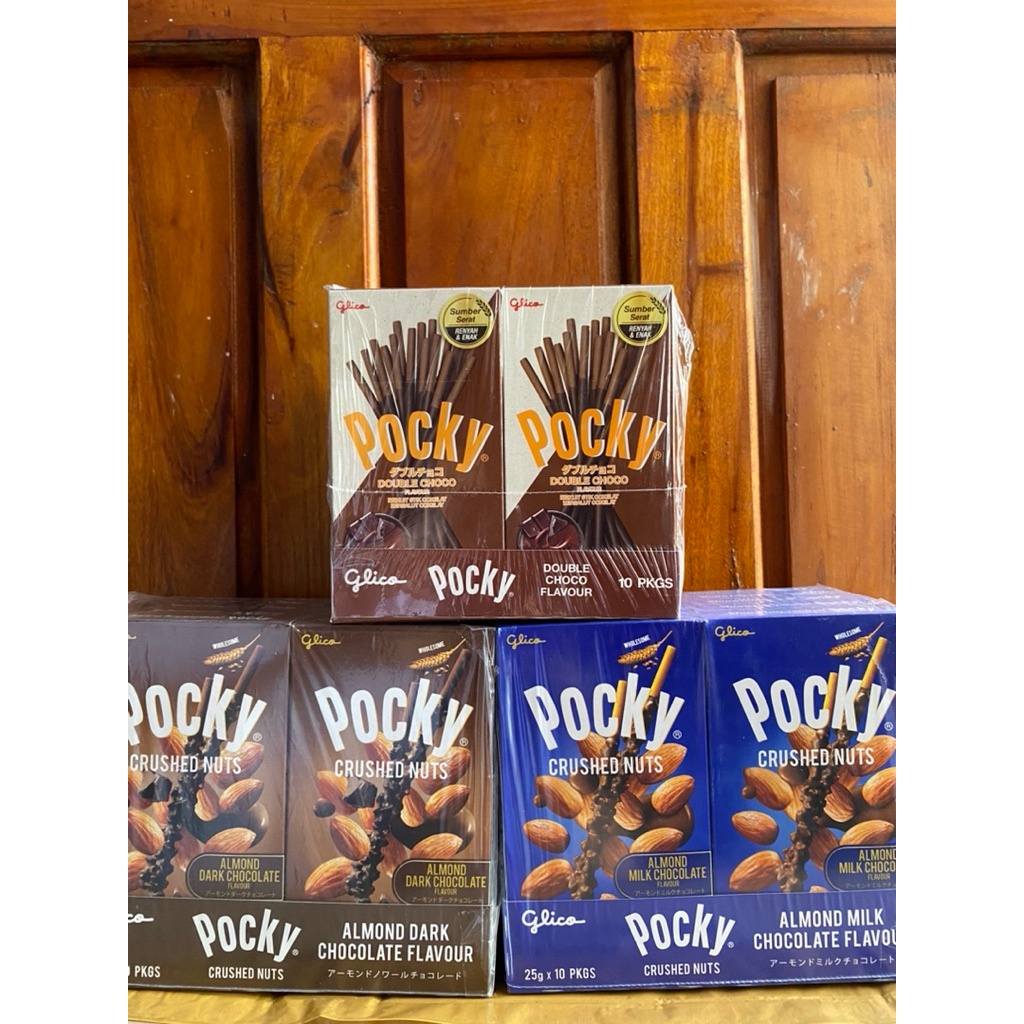 Jual Glico Pocky Biskuit Stik Crushed Nuts Almond Dark Chocolate/Almond ...