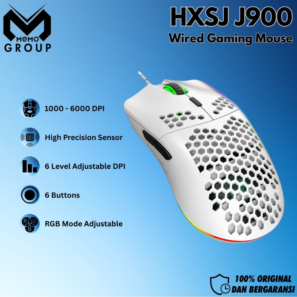 Jual MOUSE HXSJ J900 ORIGINAL WIRED GAMING MOUSE RGB Lighting ...