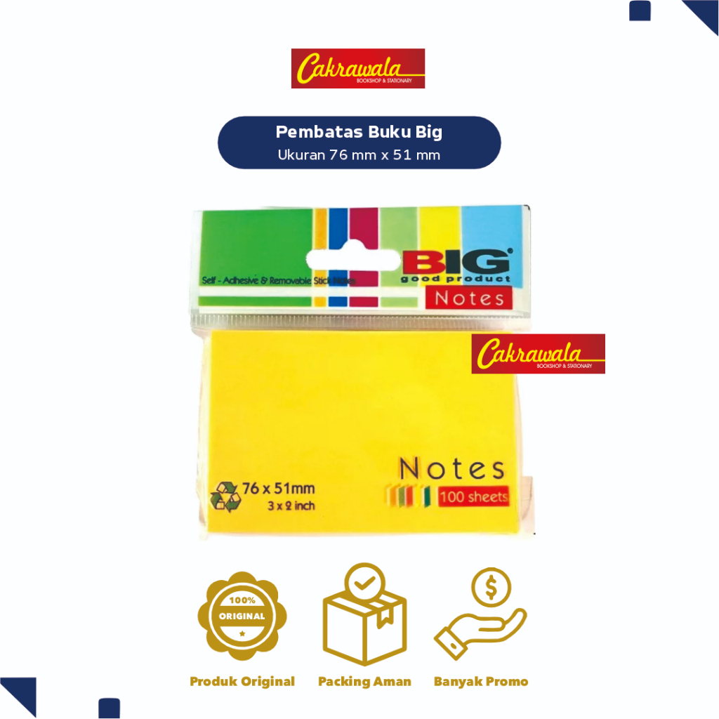 Jual BIG Notes Pembatas Buku 76x51 | Sticky Notes Besar | Memo Tempel ...