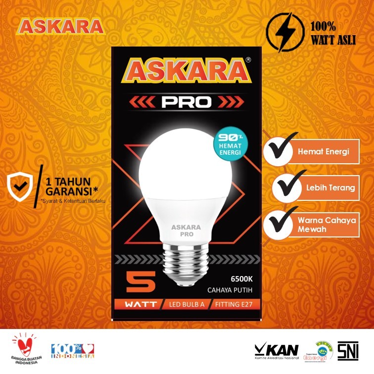 Jual Lampu LED Bulb 5w Putih 6500K Askara Pro | Shopee Indonesia