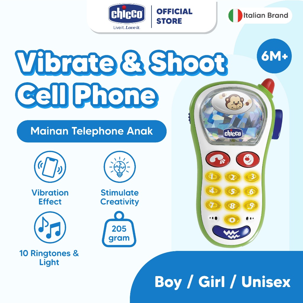 Jual CHICCO Toy Vibrate and Shoot Cell Phone 6M+ / Telfon mainan ...