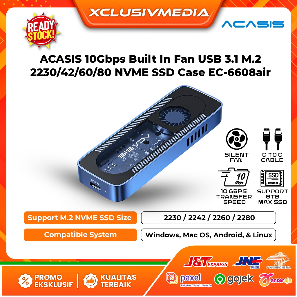 Jual Acasis 10Gbps USB 3.1 M.2 NVMe SSD Enclosure Case EC-6608air ...