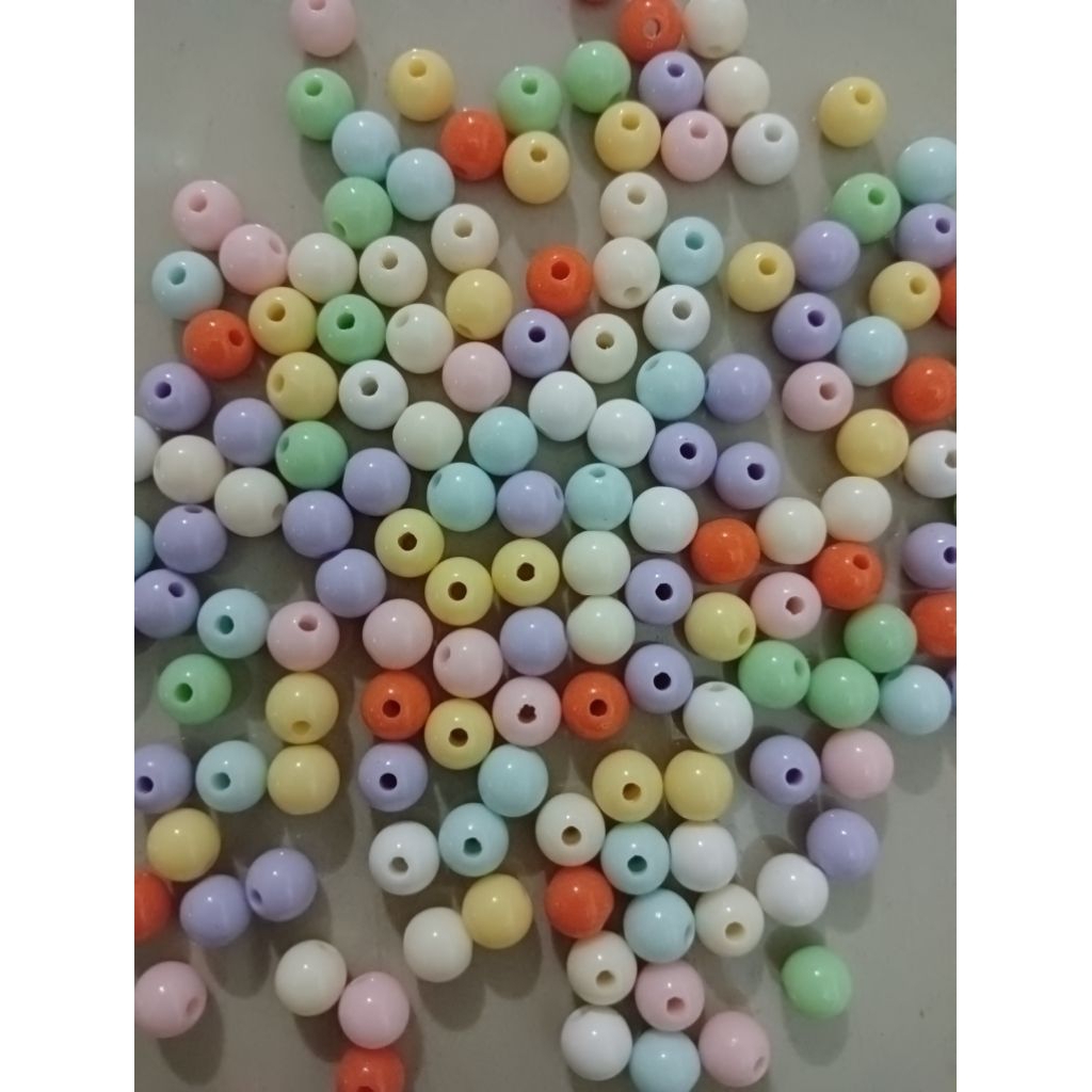 Jual [1 pon] Mote/ Manik susu bulat Oren milky | Shopee Indonesia