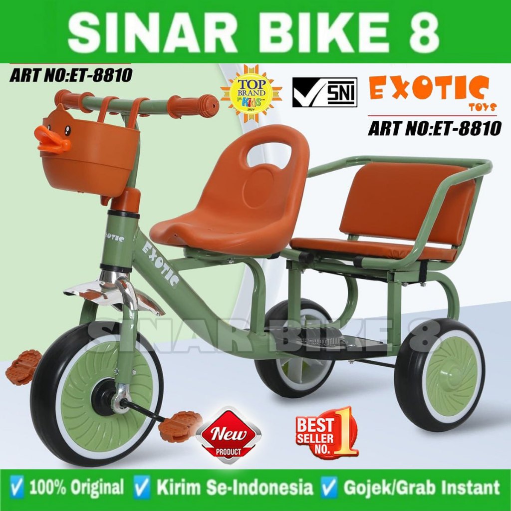 Jual Sepeda Roda Tiga Anak TricycleTRICYCLE ET-8810 (BONCENG) | Shopee ...