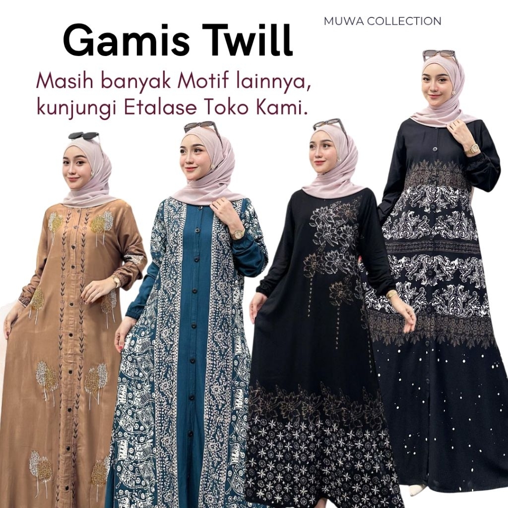 Jual GAMIS TWILL HITAM SIMPEL ELEGAN MOTIF BATIK ADEM TEBAL LEMBUT ...