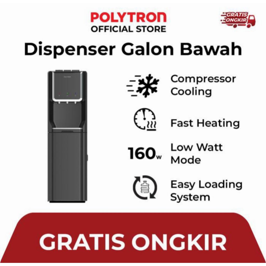 Jual DISPENSER GALON BAWAH POLYTRON KOMPRESOR PWC 615X DISPENSER ...