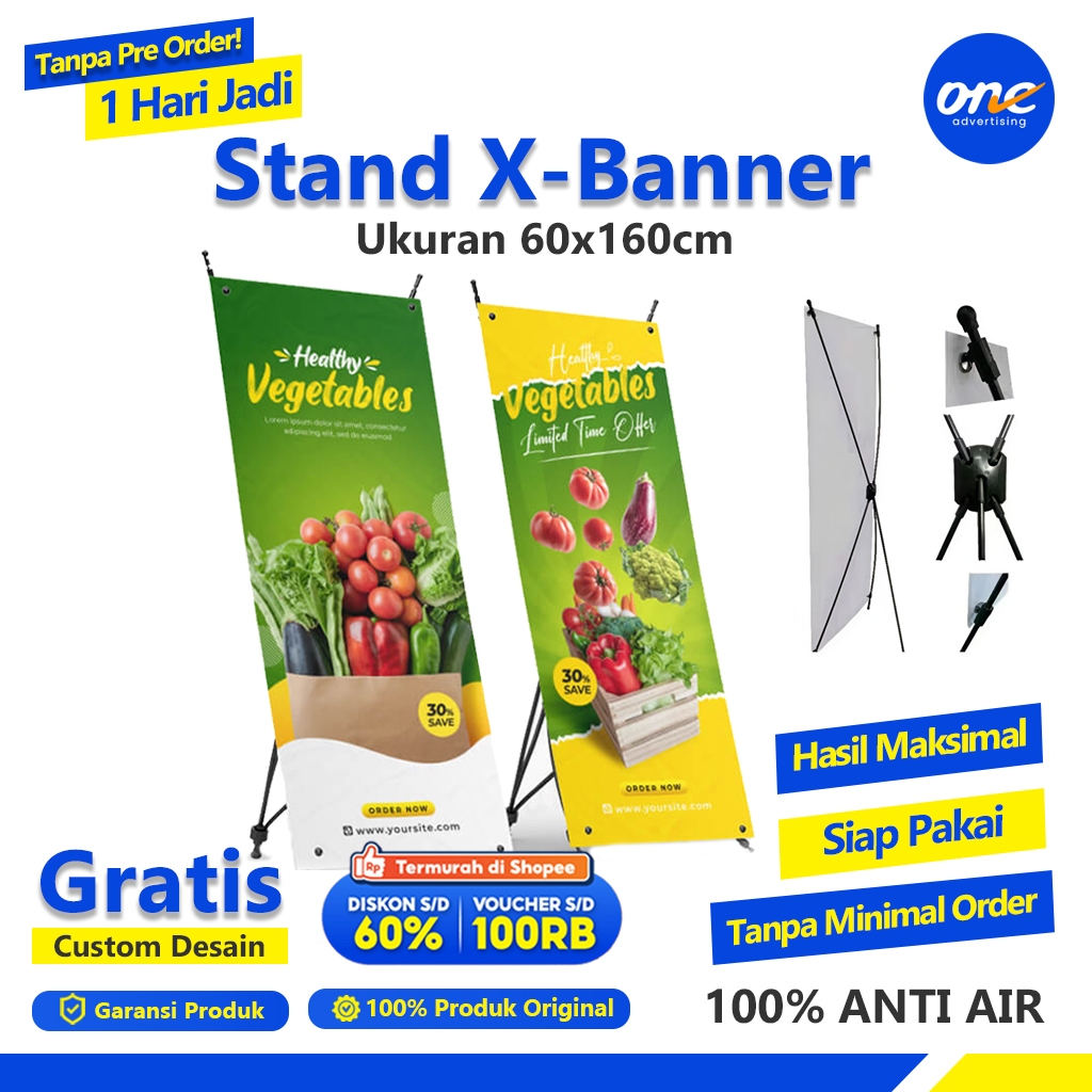 Jual Cetak X Banner Bahan Flexy X Banner Albatros 60x160cm Custom ...