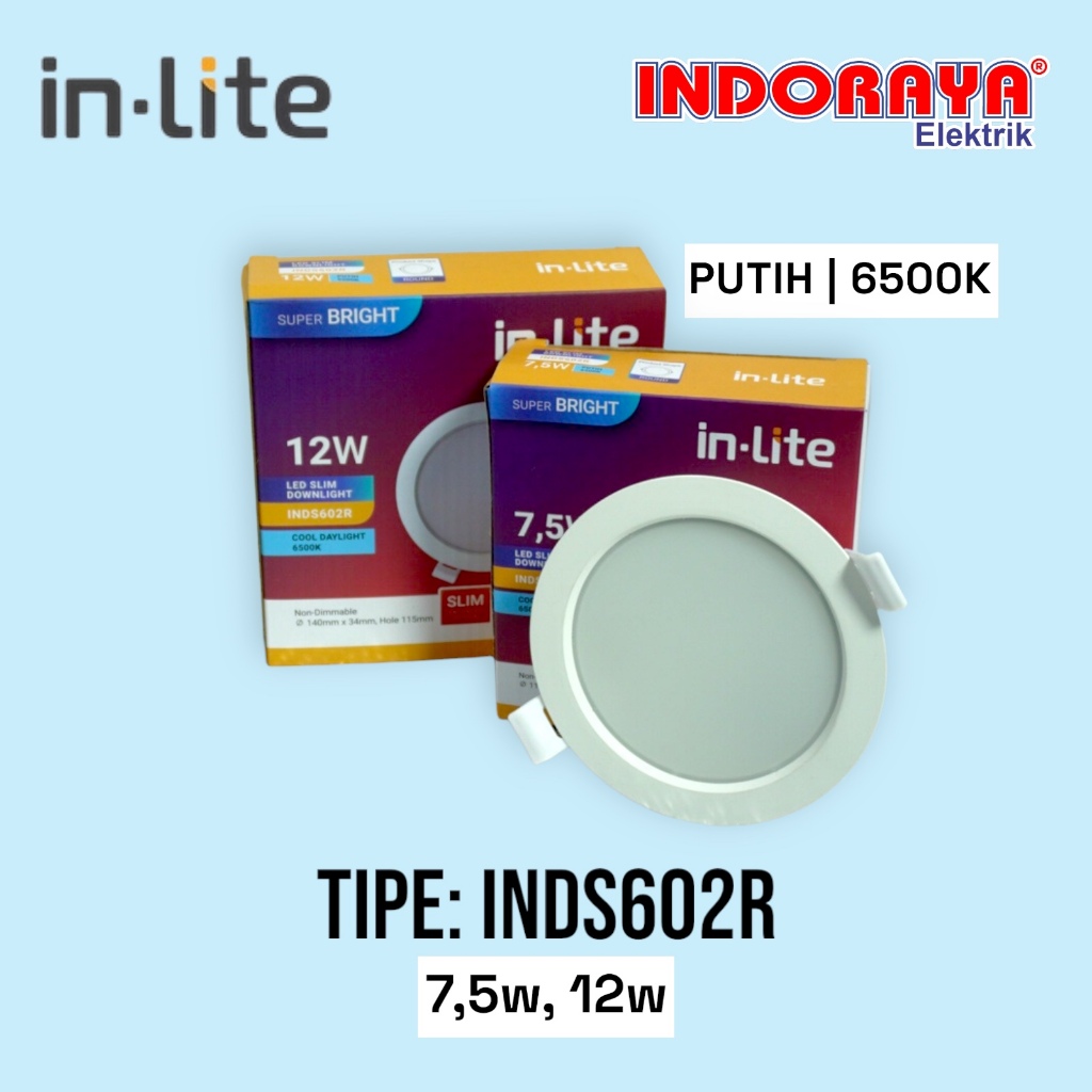 Jual Lampu LED Downlight Inbow INLITE INDS602R 7,5W/12W 6500K | Shopee ...