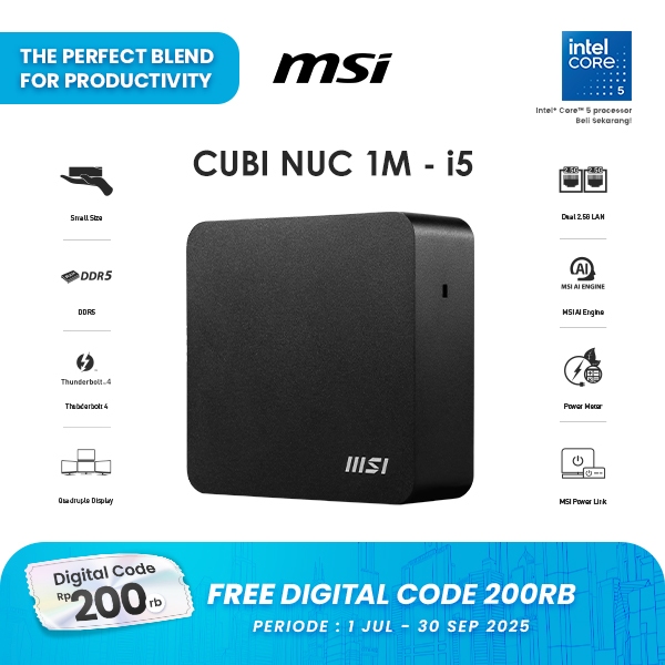 Jual MSI Mini PC Cubi NUC 1M Intel CoreTM 3 Processor 100U Gen 13 ...