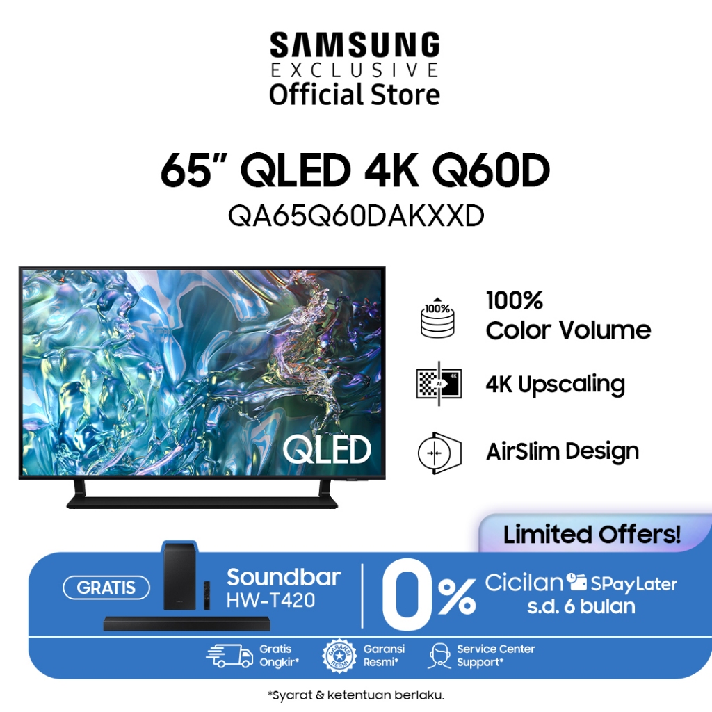 Jual Samsung 65" QLED 4K Q60D Smart TV | 100% Color Volume Quantum Dot | AirSlim Design ...
