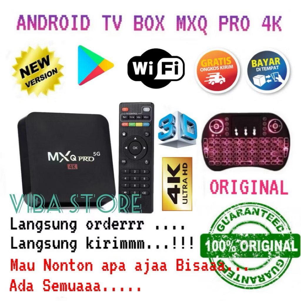 Jual VibaStore TV BOX Android MXQ Pro Mini Keyboard 4K Smart TV MX-Q ...