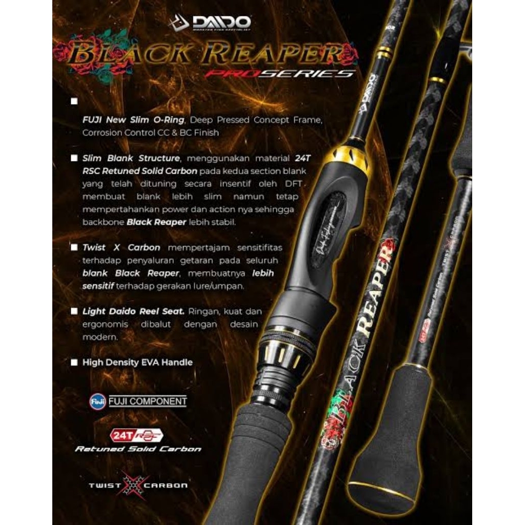 Jual Joran Daido Black Reaper Pro Series 180 (Ring Fuji, Twist X Carbon ...