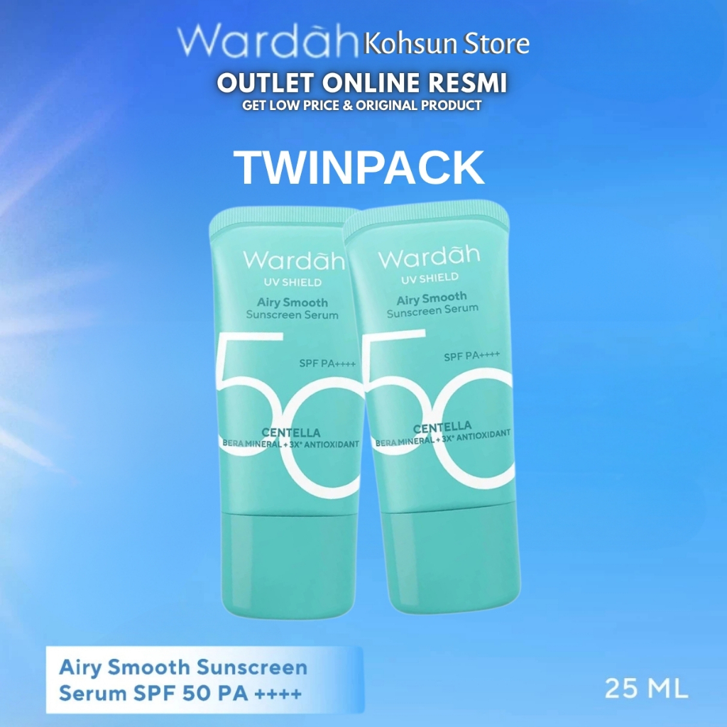 Jual TWINPACK Wardah UV Shield Airy Smooth Sunscreen Serum SPF 50 PA ...