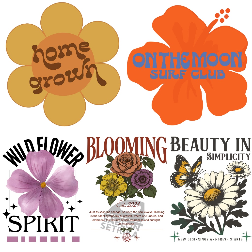 Jual SABLON SETRIKA SABLON DTF PRINTING UKURAN 19CM TEMA FLOWER ART ...