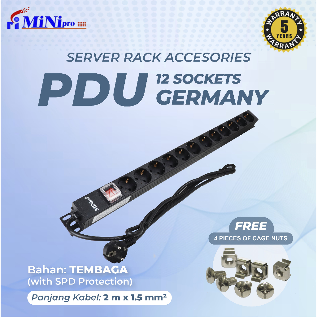 Jual Minipro Power Distribution Unit Rack Server 12 Port Germany Socket 3500W Vertical/12Way PDU ...