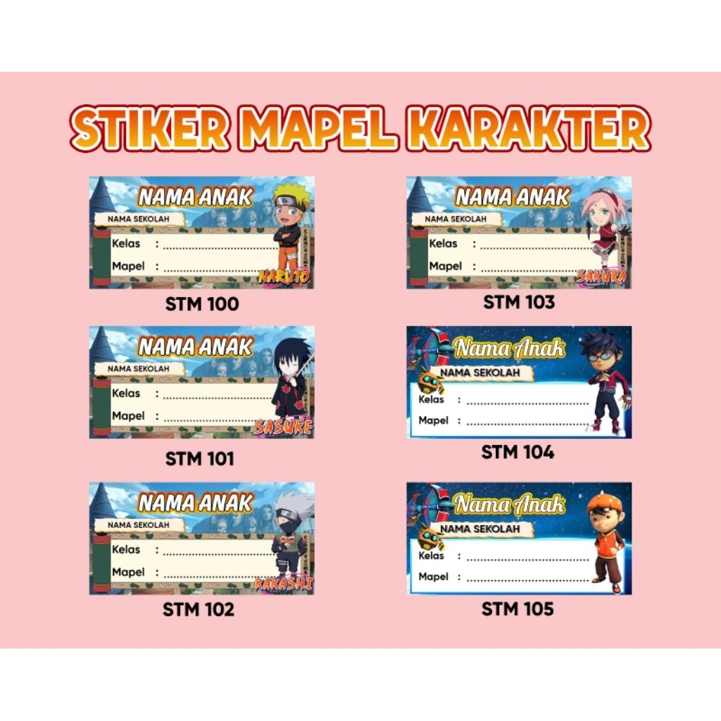 Jual Cetak Stiker Nama Buku Sekolah Custom Stiker Label Nama Stiker ...