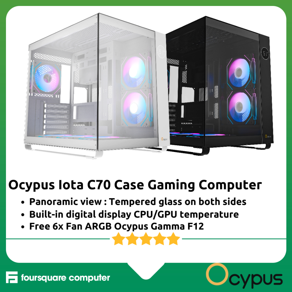 Jual Ocypus Iota C70 Black White Casing Gaming CPU Komputer ATX Digital ...