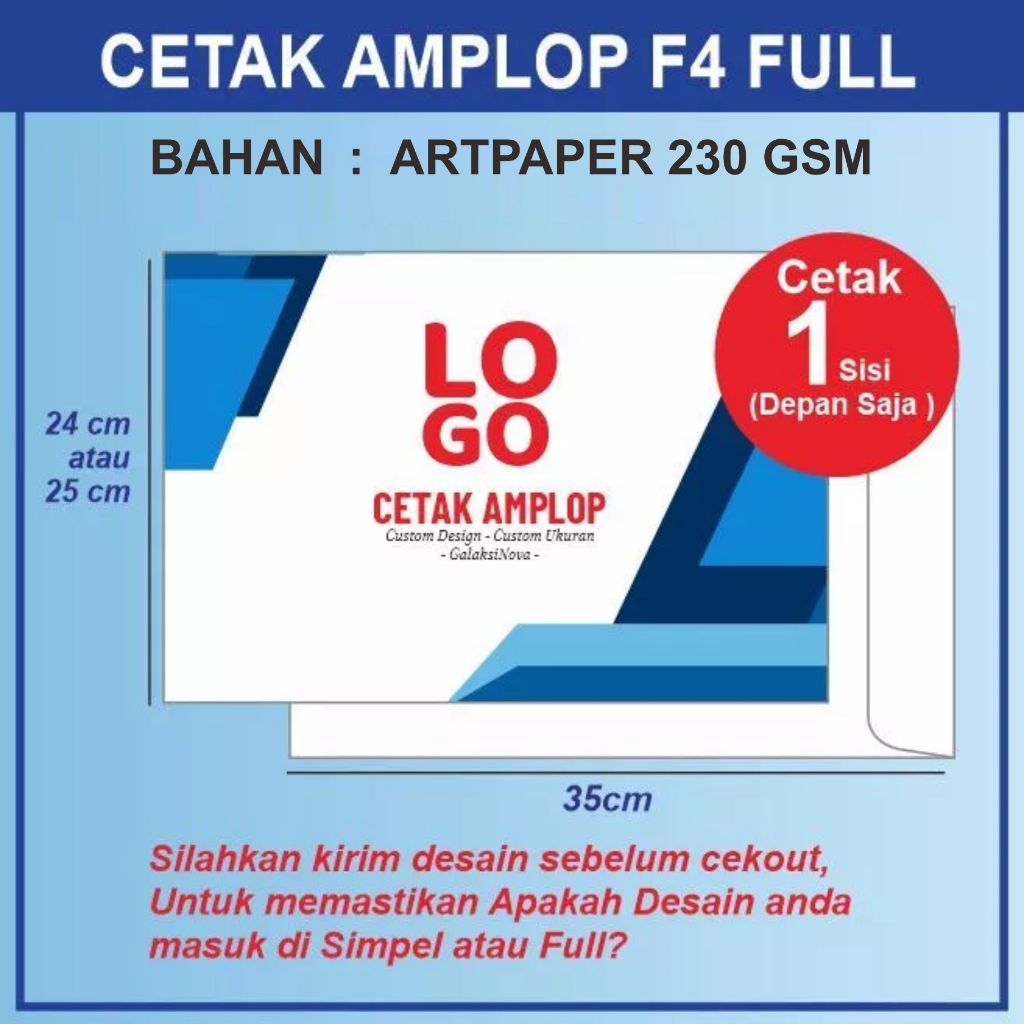 Jual Amplop F4 Tebal Cetak 1 Sisi Full | Amplop A4 Lebih Tebal daripada ...