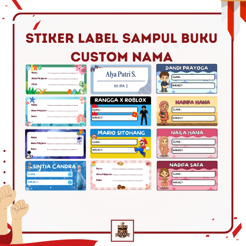 Jual (Isi 44 Pcs) Stiker Label Buku Pelajaran Custom Nama Sekolah Buku ...