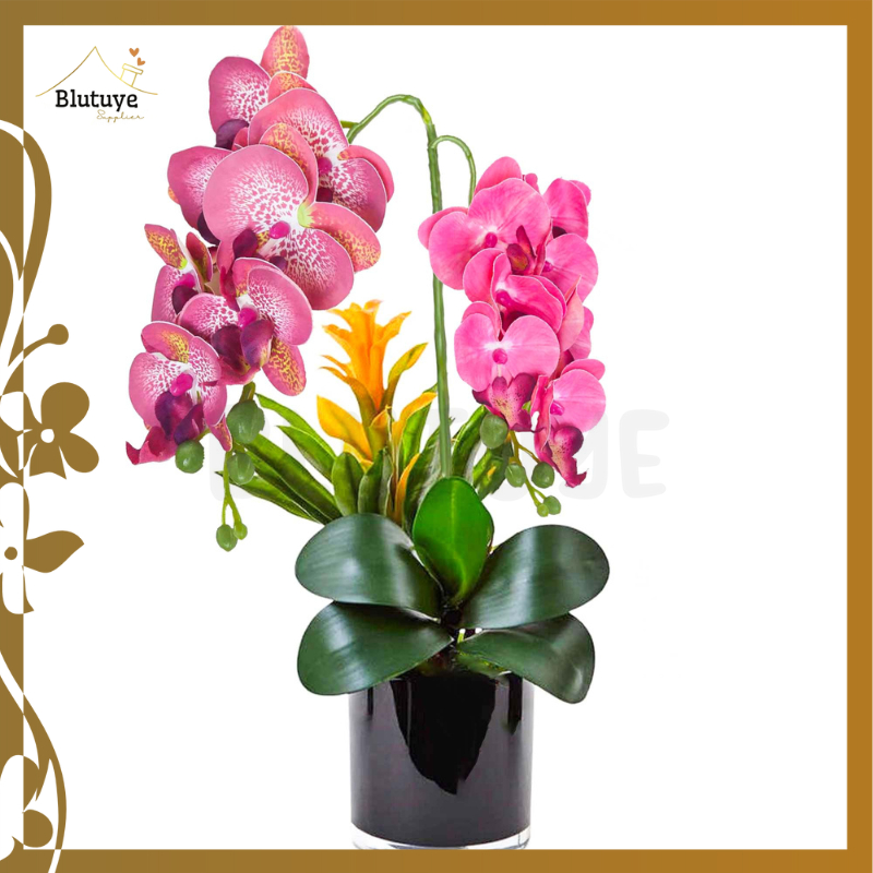 Jual TERMURAH Orchid Cymbidium Flower Artificial 7 Kuntum Bunga Anggrek ...