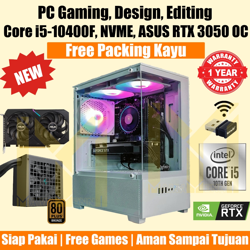 Jual PC Gaming Core i5 10400F 32GB RTX 4060 8GB NVMe /Komputer/CPU Rakitan Live Streaming/Desain ...