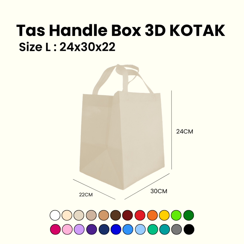 Jual 1 LUSIN/12 PCS - Tas Spunbond Press Box 3D Kotak 24x30x22 cm Kantong Goodie Bag Dus Kue ...