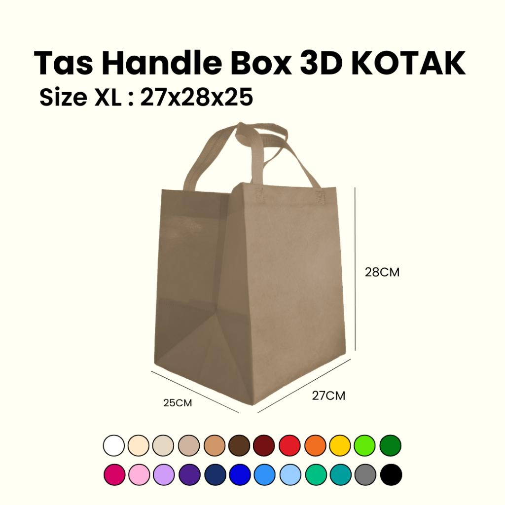 Jual 1 LUSIN / 12 PCS - Tas Spunbond Press Box 3D Kotak 27x28x25 cm Kantong Goodie Bag Dus Kue ...