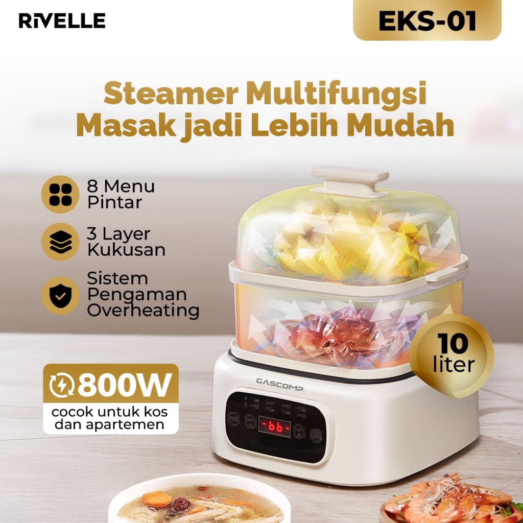 Jual RIVELLE Electric Food Steamer Kapasitas 10L Low Watt Pengukus dan ...