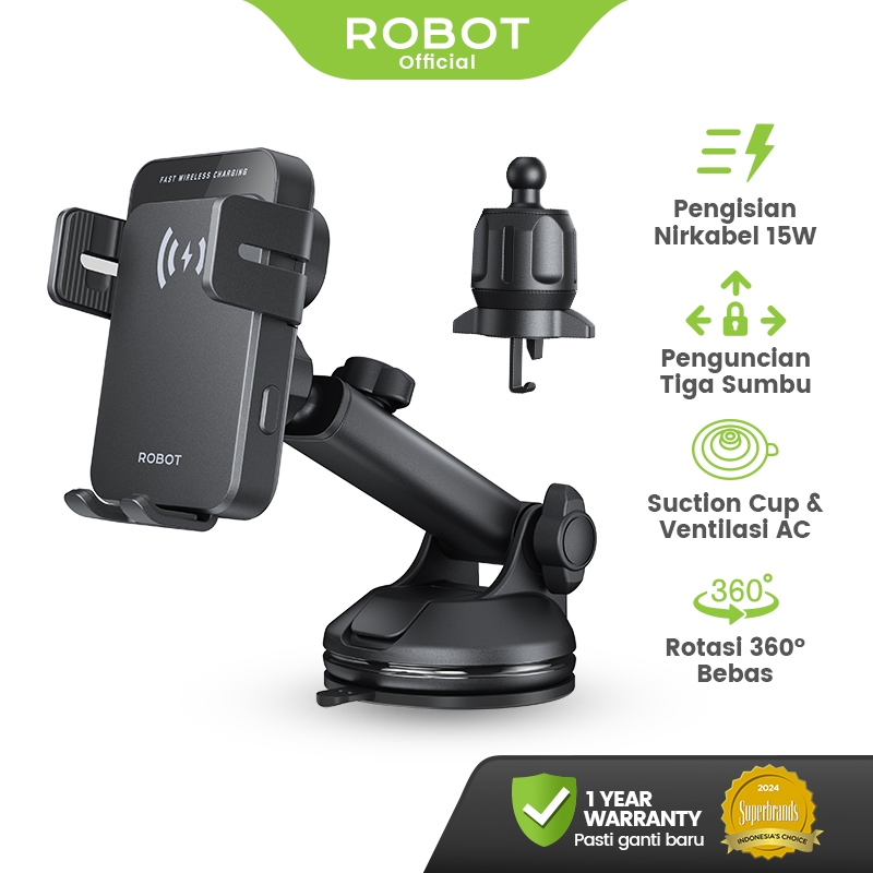 Jual ROBOT Wireless Charging Car Holder Nirkabel 15W With Section Cup ...