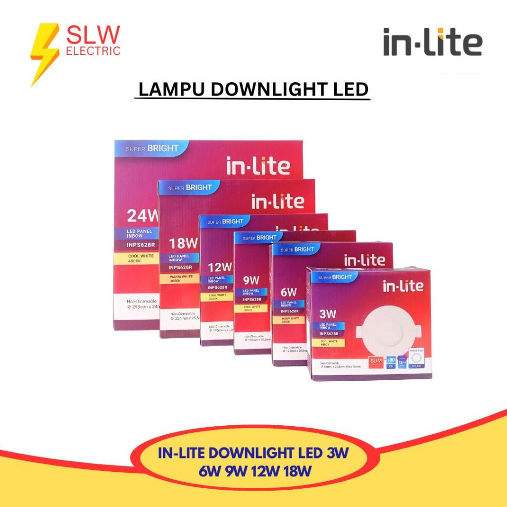 Jual INLITE LAMPU DOWNLIGHT LED 3W 6W 9W 12W 18W 24W BULAT INPS628R IN ...