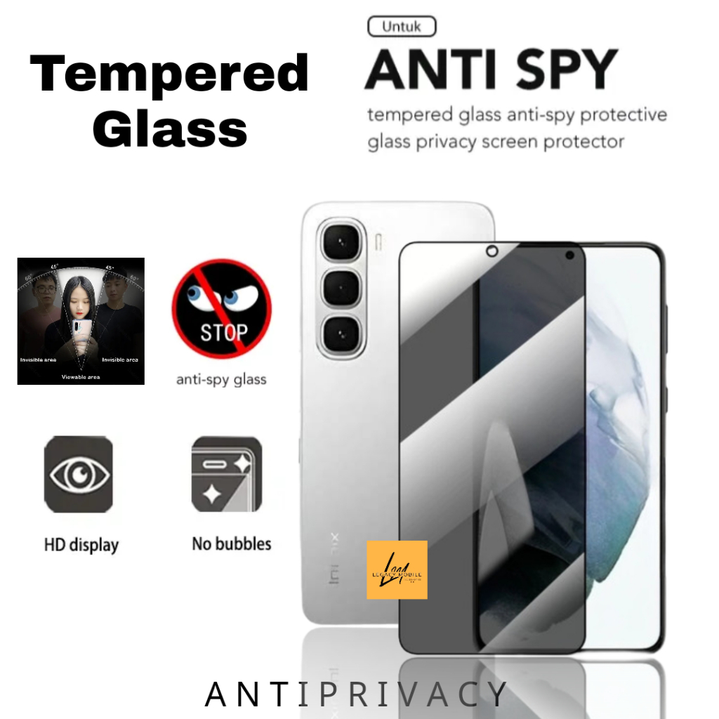 Jual Tempered glass anti spy privacy full le screen protector Infinix Hot 60i anti intip ...