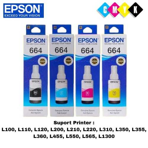 Jual 1SET TINTA PRINTER EPSON 664 ORIGINAL FOR L100 L110 L120 L360 ISI 4 WARNA | Shopee Indonesia