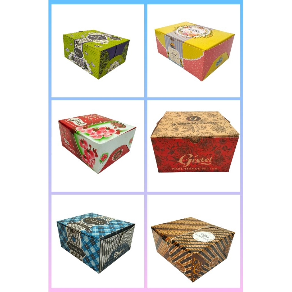 Jual Box kardus Snack kue Dus kotak roti motif 12 × 16 , 14 × 12 , 12 × ...