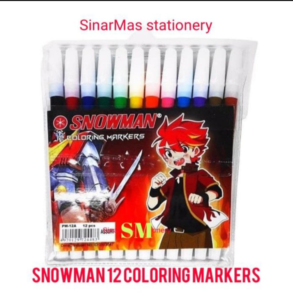 Jual Snowman 12 Coloring Marker Pensil/Spidol 12 warna / Spidol ...