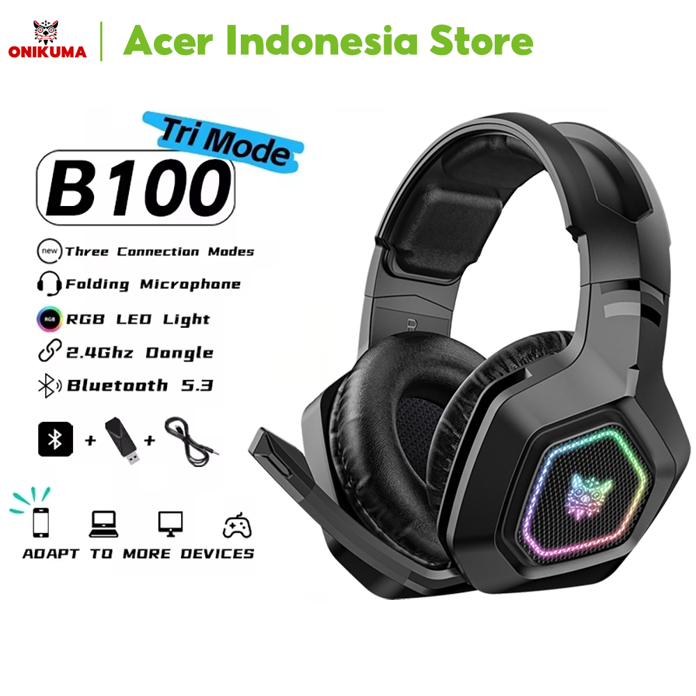 Jual Onikuma B100 Gaming Headset 2.4G/Bluetooth/Wired 3-Mode Dengan ...