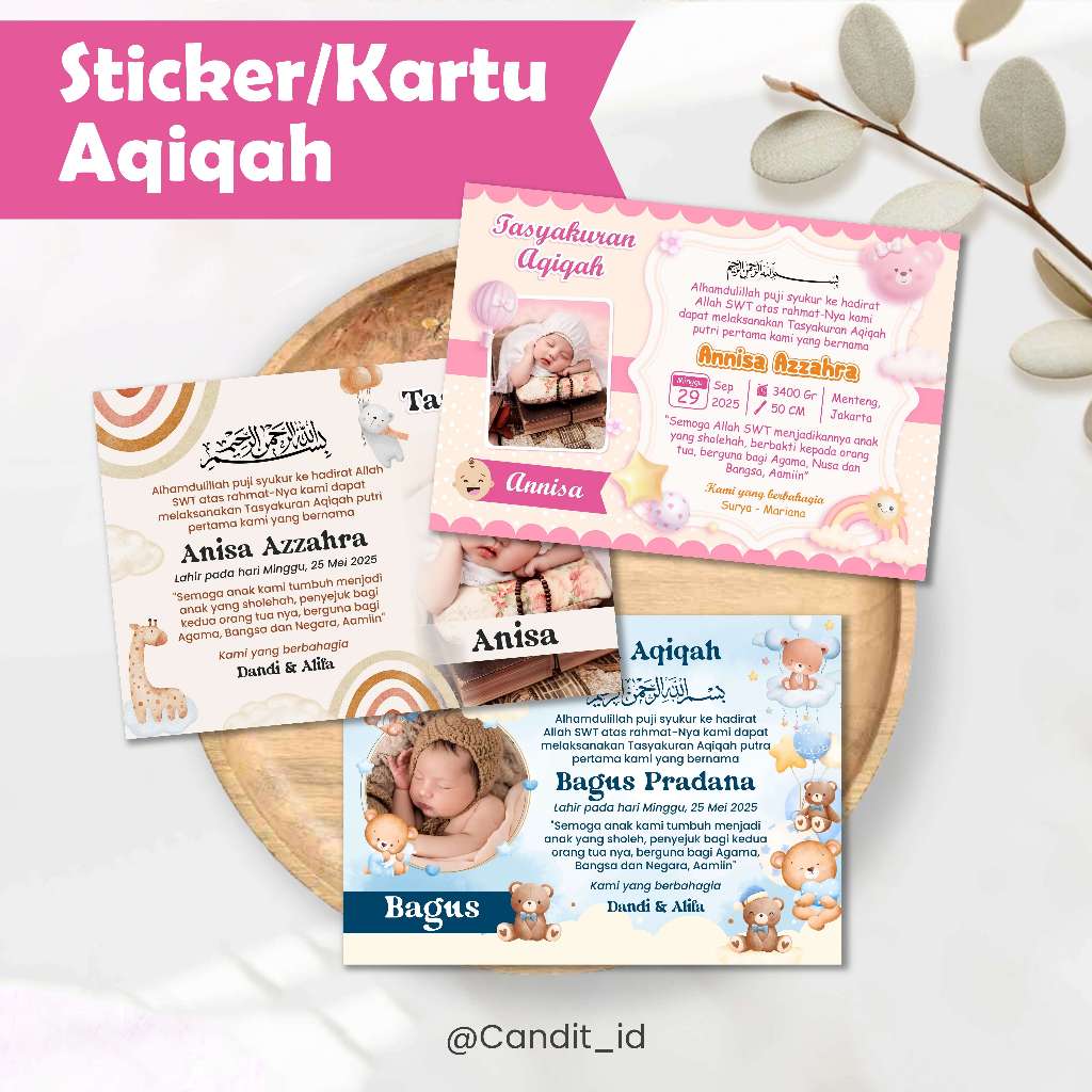 Jual Sticker/Kartu Tasyakuran Aqiqah Anak Kekinian - Label Aqiqah Nasi ...