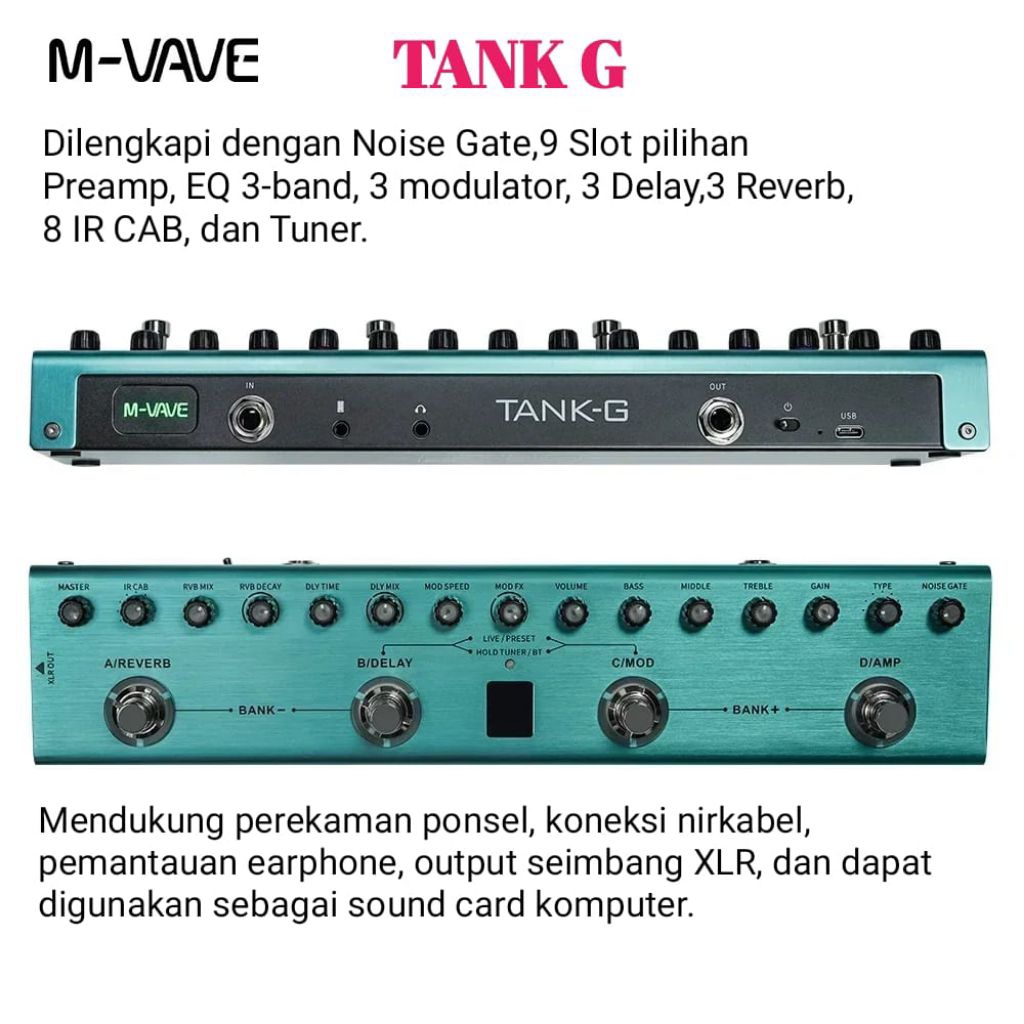 Jual Efek Gitar M Vave Tank G Multi Efek Portable Powerhouse 36 Preset ...