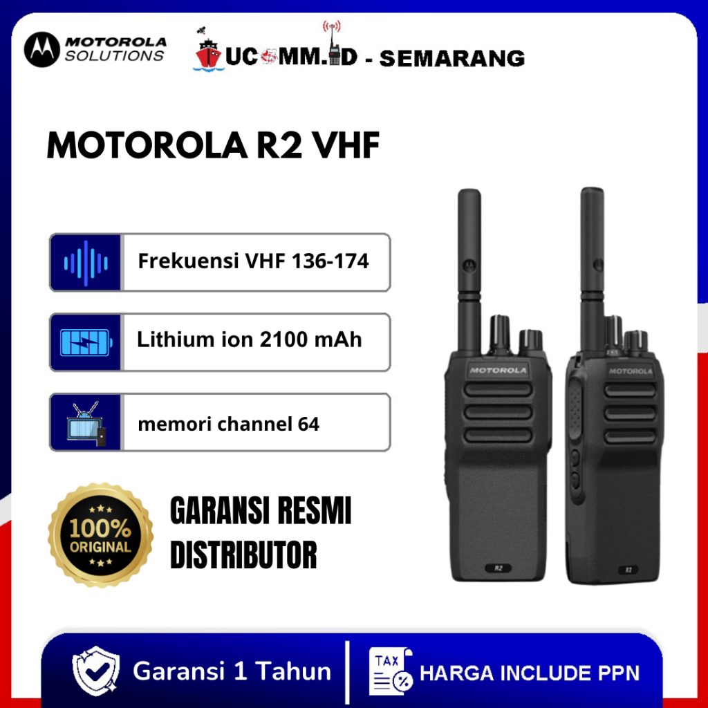 Jual MOTOROLA R2 Vhf 136-174 Mhz Nkp Radio Ht Motorola r2 Single Band ...