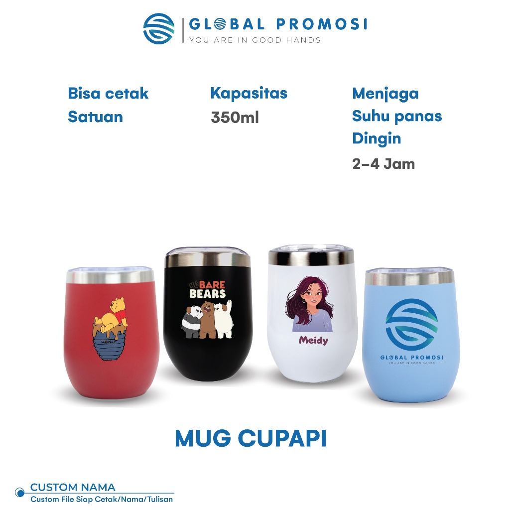 Jual Coffee Stainless Mug Egg Shaped Cupapi Custom Gelas Kopi Print UV ...