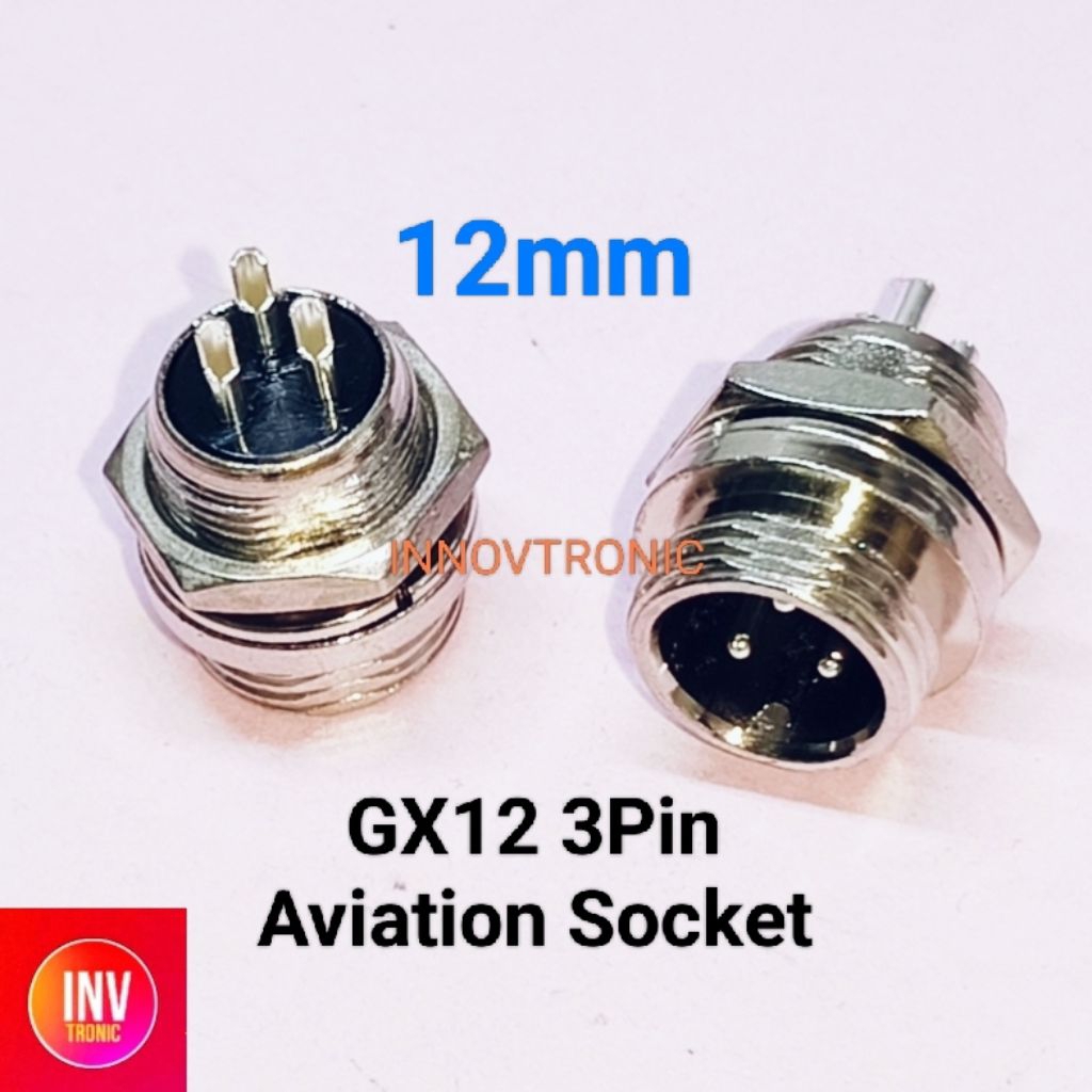 Jual GX12 12mm 3Pin Small Aviation Socket Connector CB Kecil | Shopee ...