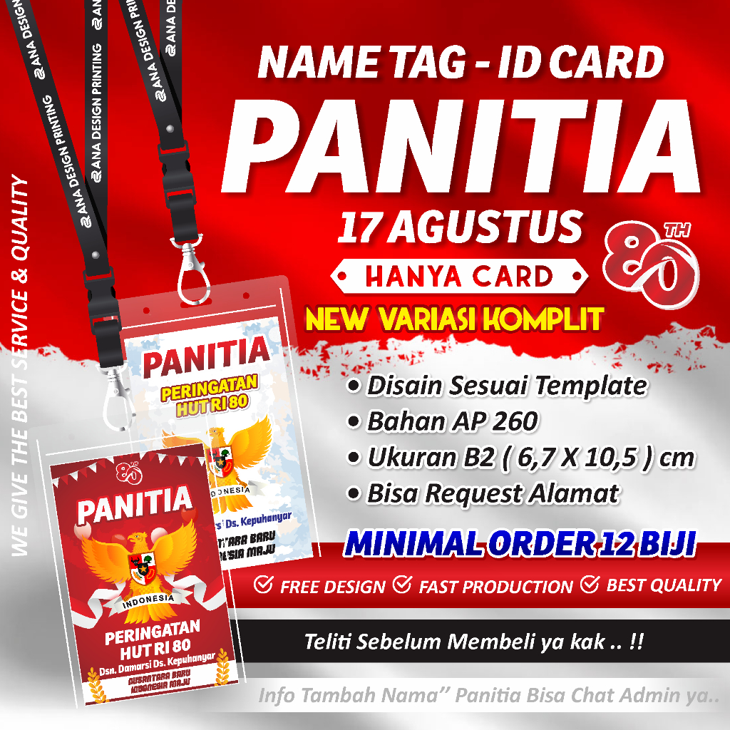 Jual Name Tag Panitia 17 agustus // Id Card Panitia 17 an | Shopee Indonesia