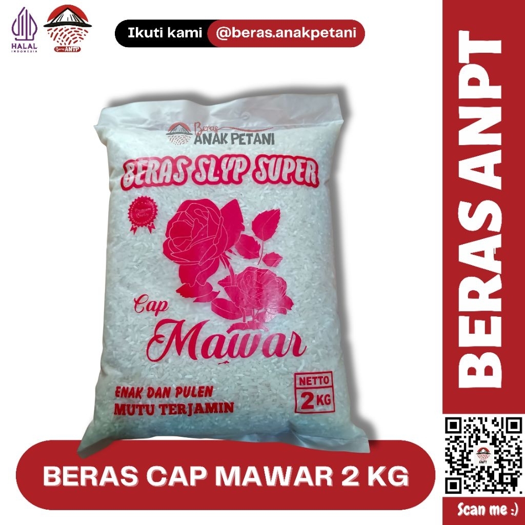 Jual BERAS KEMASAN 2 KG CAP MAWAR [ANPT] | Shopee Indonesia