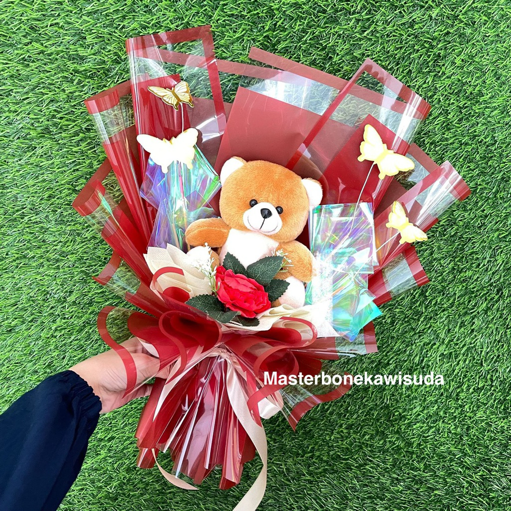 Jual Model 3 Buket boneka kupu mawar artificial / Boneka wisuda / Buket ...