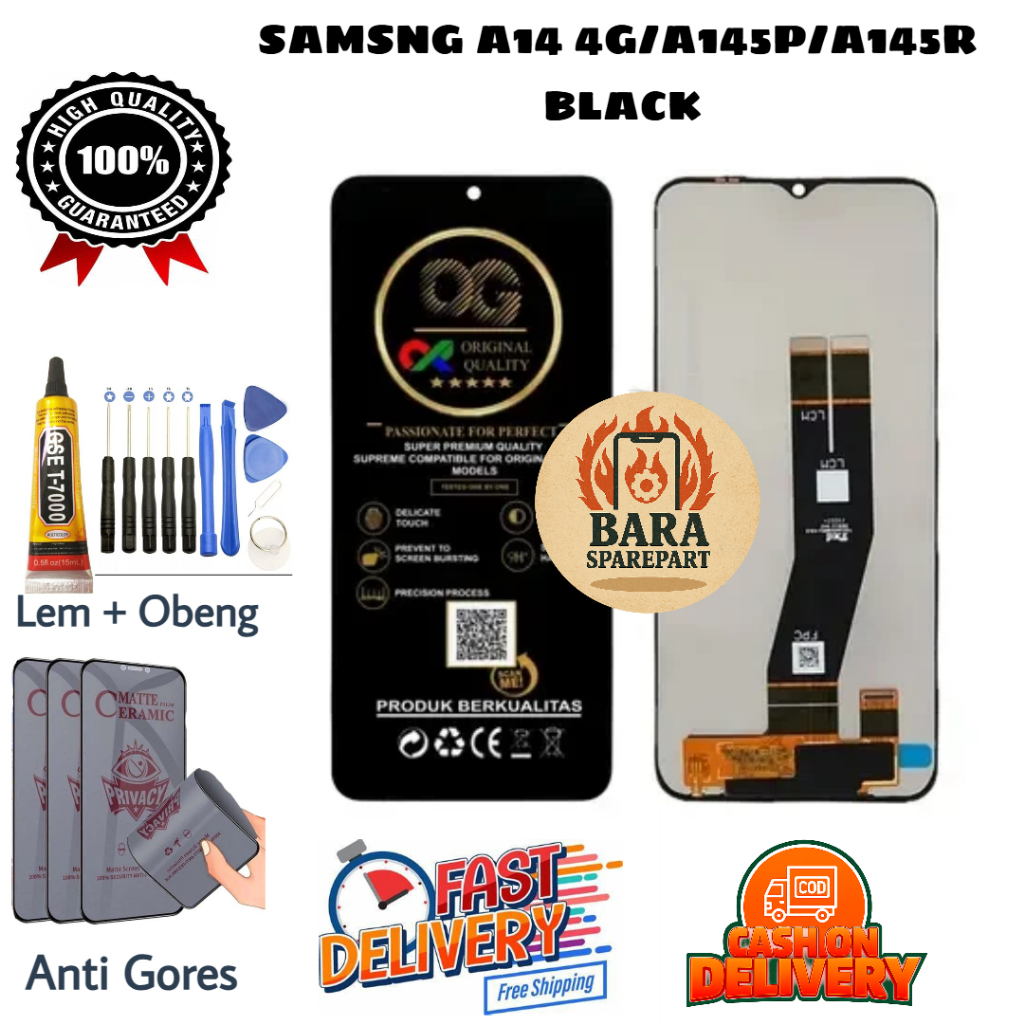 Jual LCD+TS SAMSUNG A14 4G/A145P/A145R BLACK OG SUPER | Shopee Indonesia
