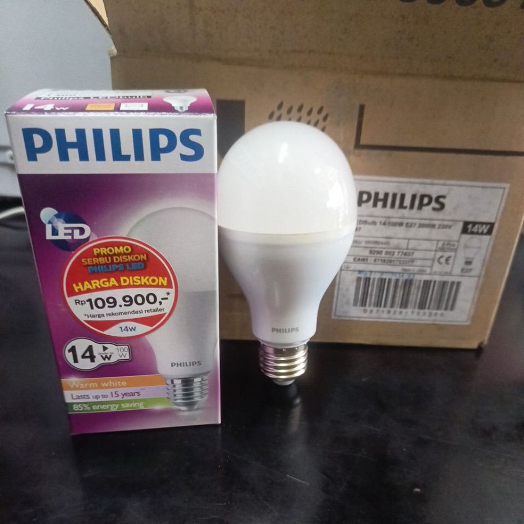 Jual Led Bulb 14watt cahaya kuning Philips tabung besar 100% baru dan ...