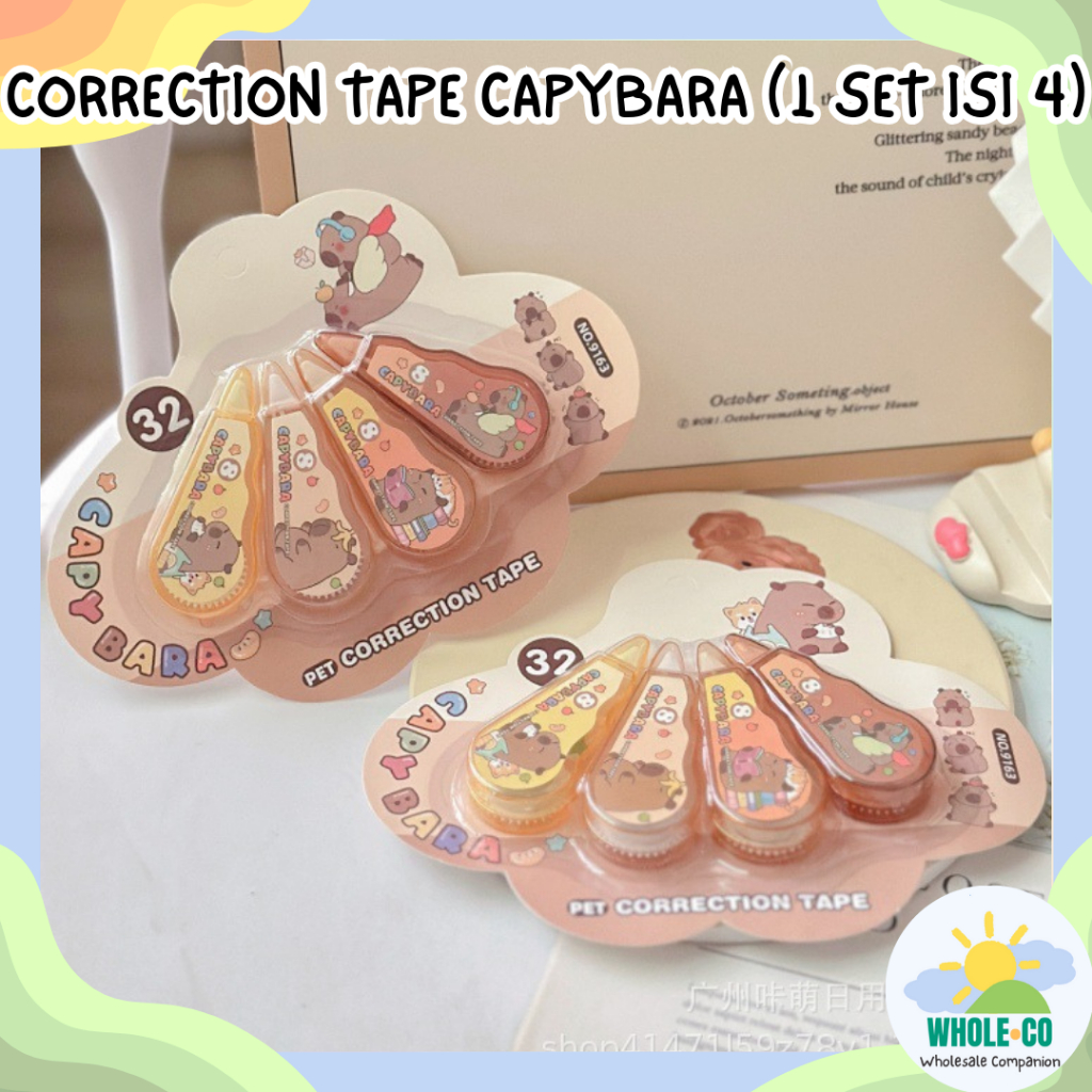 Jual Correction Tape 4 in 1 Capybara Premium Hewan Cokelat Gemoy Pastel Lucu Unik Imut Termurah ...