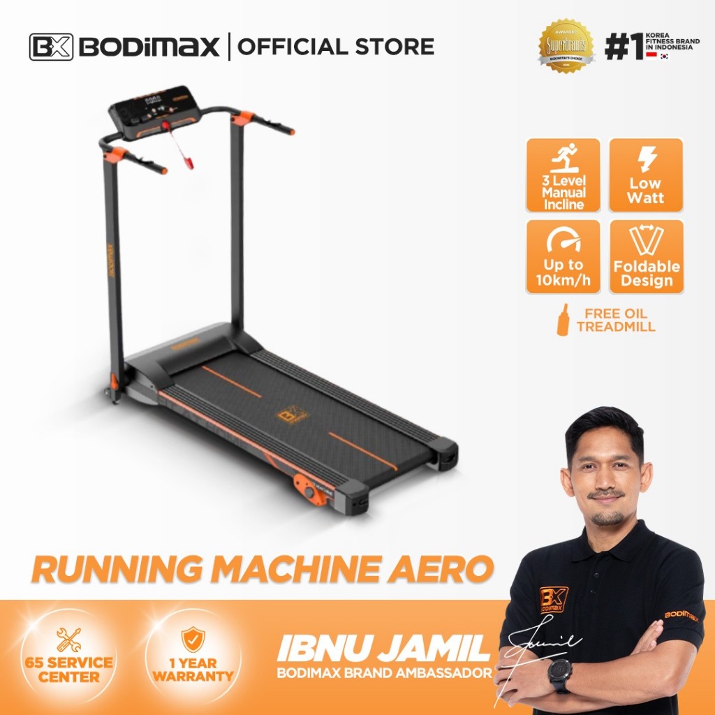 Jual BODIMAX RUNNING MACHINE AERO / Treadmill 10KM/H / Incline 3 Level ...